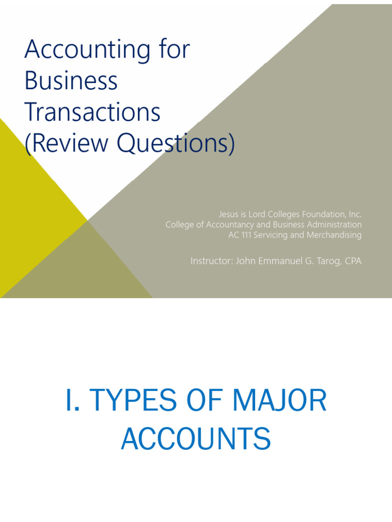 ACCTG - Accounting For Business Transactions (Review Questions) | PDF ...