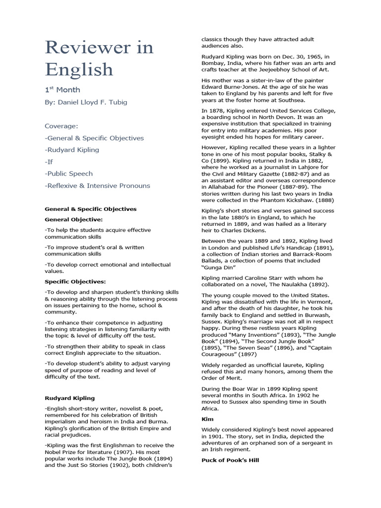 Reviewer in English 1st Month | PDF