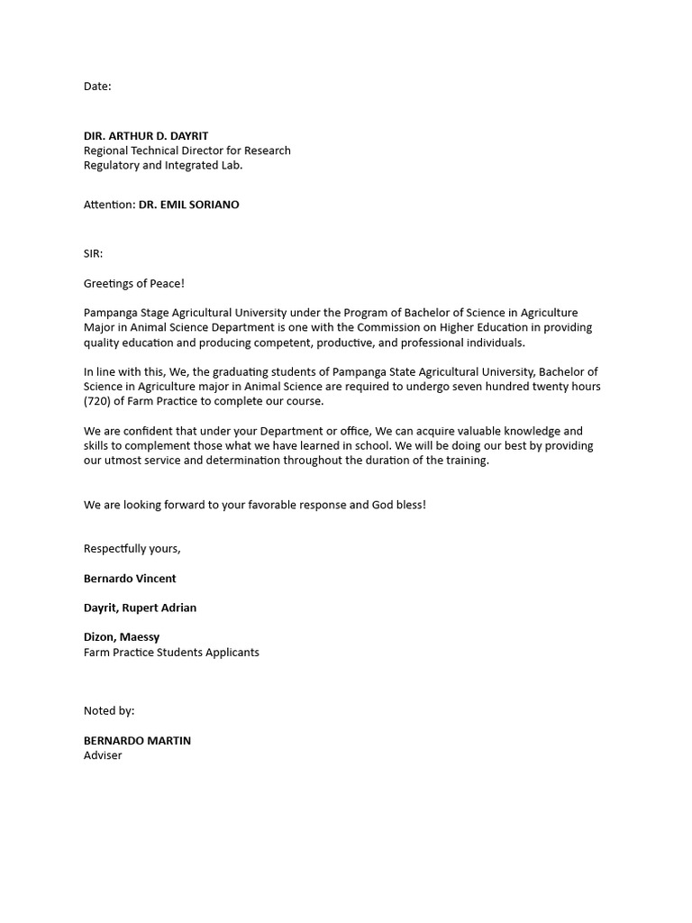 Rupert Ojt Letter | PDF