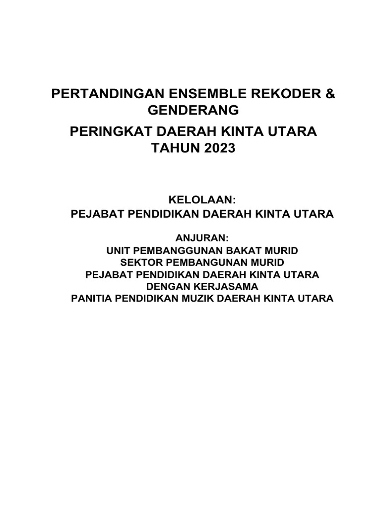 Pertandingan Ensemble Rekorder 2023 | PDF