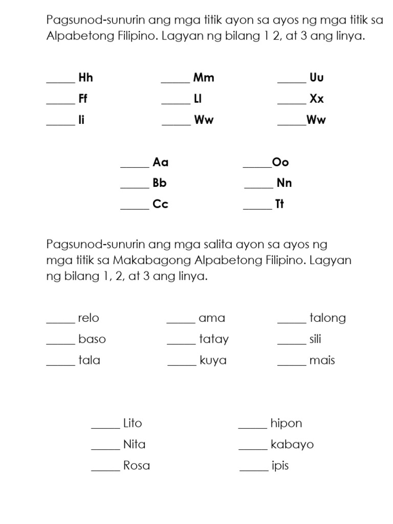 Pagsunod Sunod Filipino 1 1 | PDF