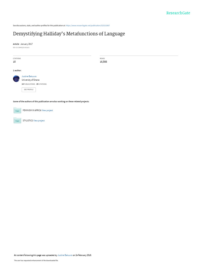 Demystifying Hallidays Metafunctions of Language | PDF | Clause ...