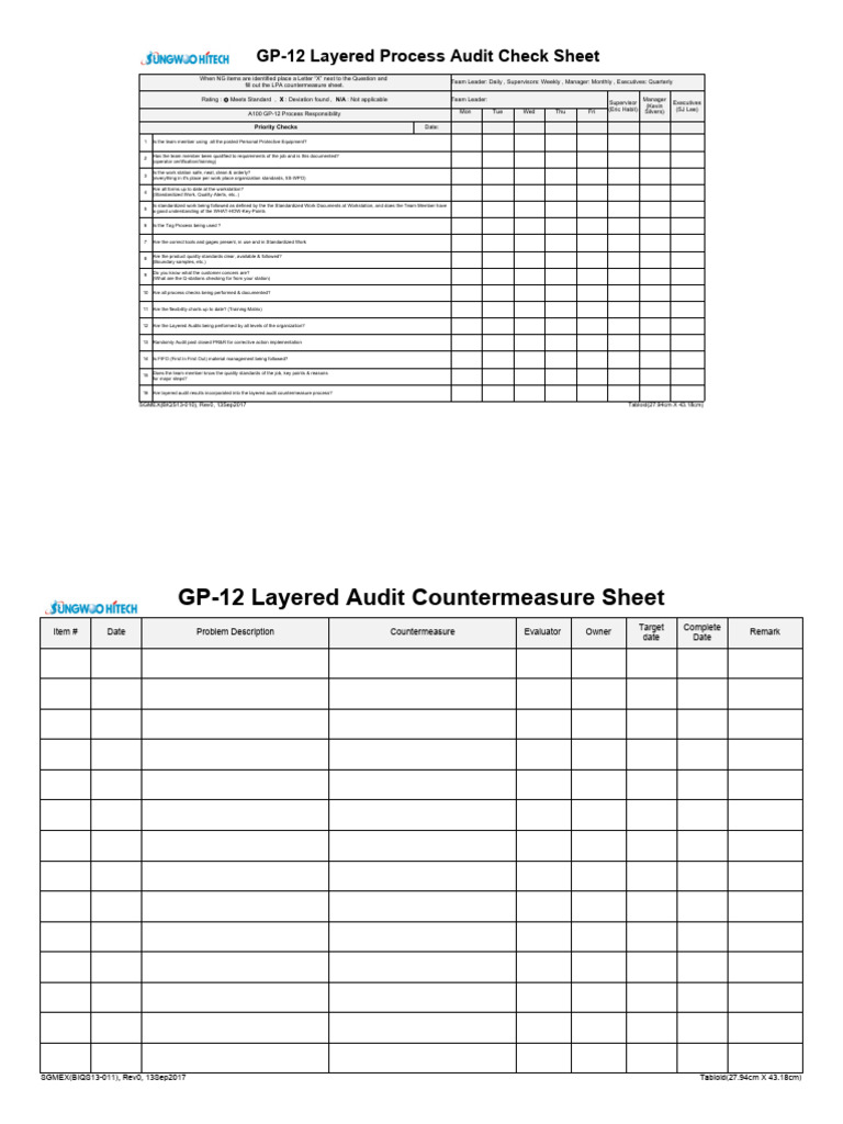 Layered Process Audit Checksheet | PDF | Audit | Business Process
