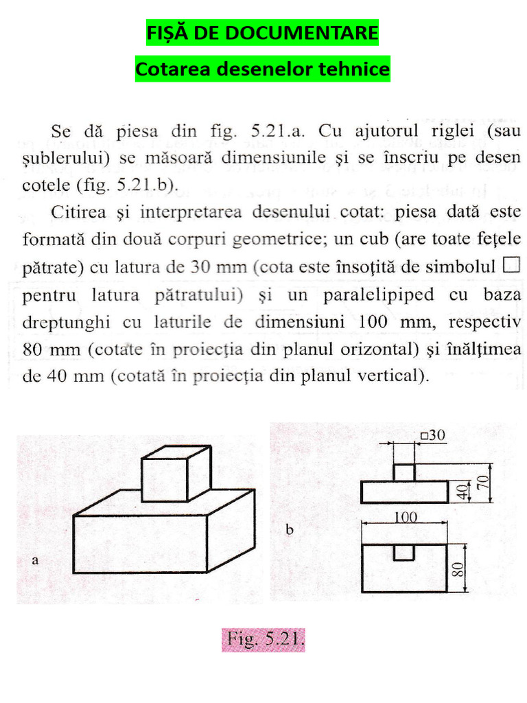 Fisa de Documentare - Cotarea Desenelor Tehnice | PDF