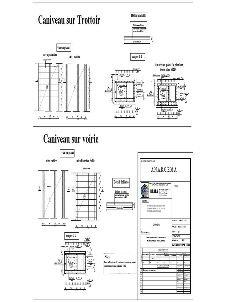 CANIVEAUX (Coffrage Ferraillage Caniveau Radiers Voiles Et Dallettes) | PDF