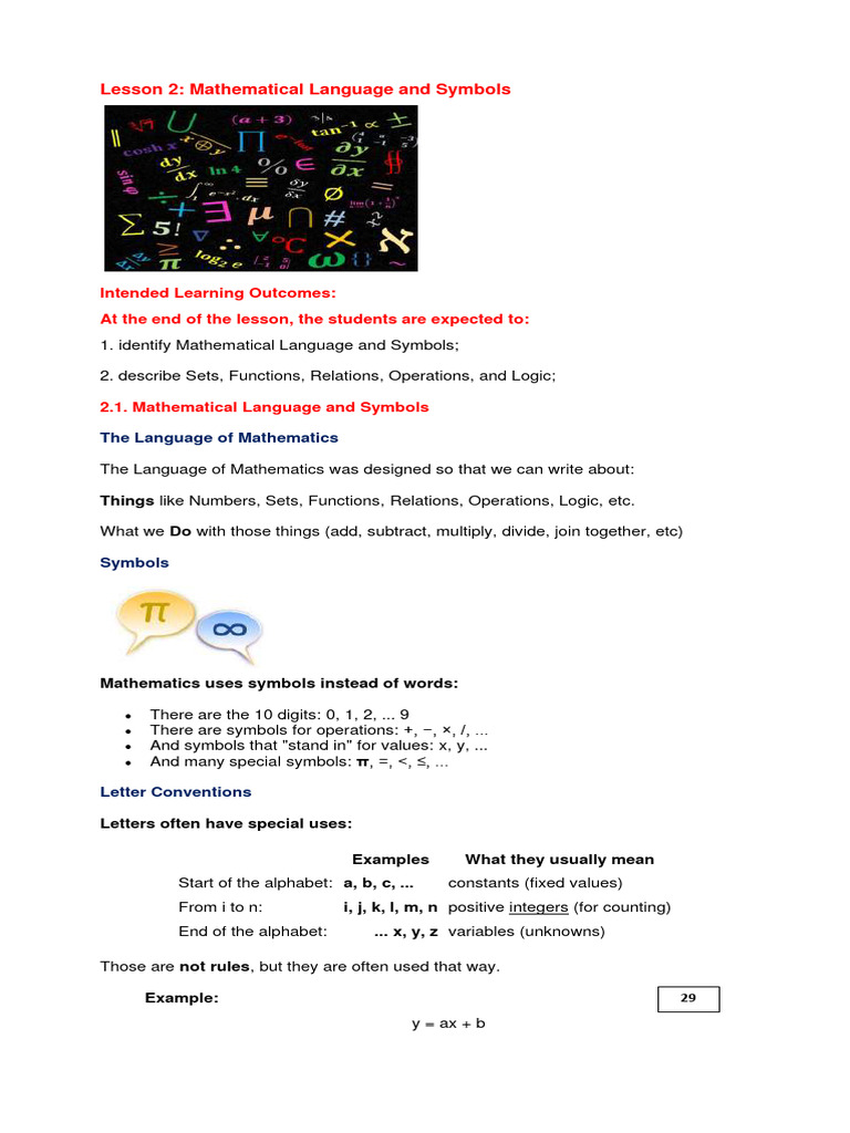 Lesson-2-Mathematical-Language-and-Symbols | PDF | Ellipsis | Mathematics