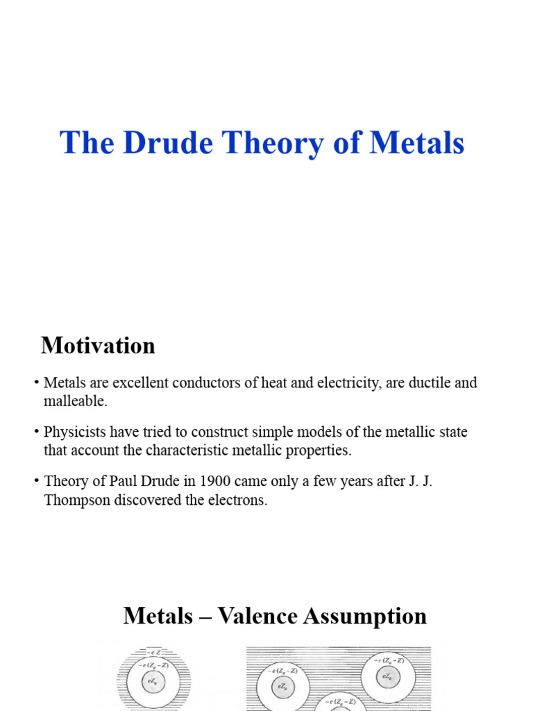 Drude - Theory of Metals | PDF | Electron | Condensed Matter Physics