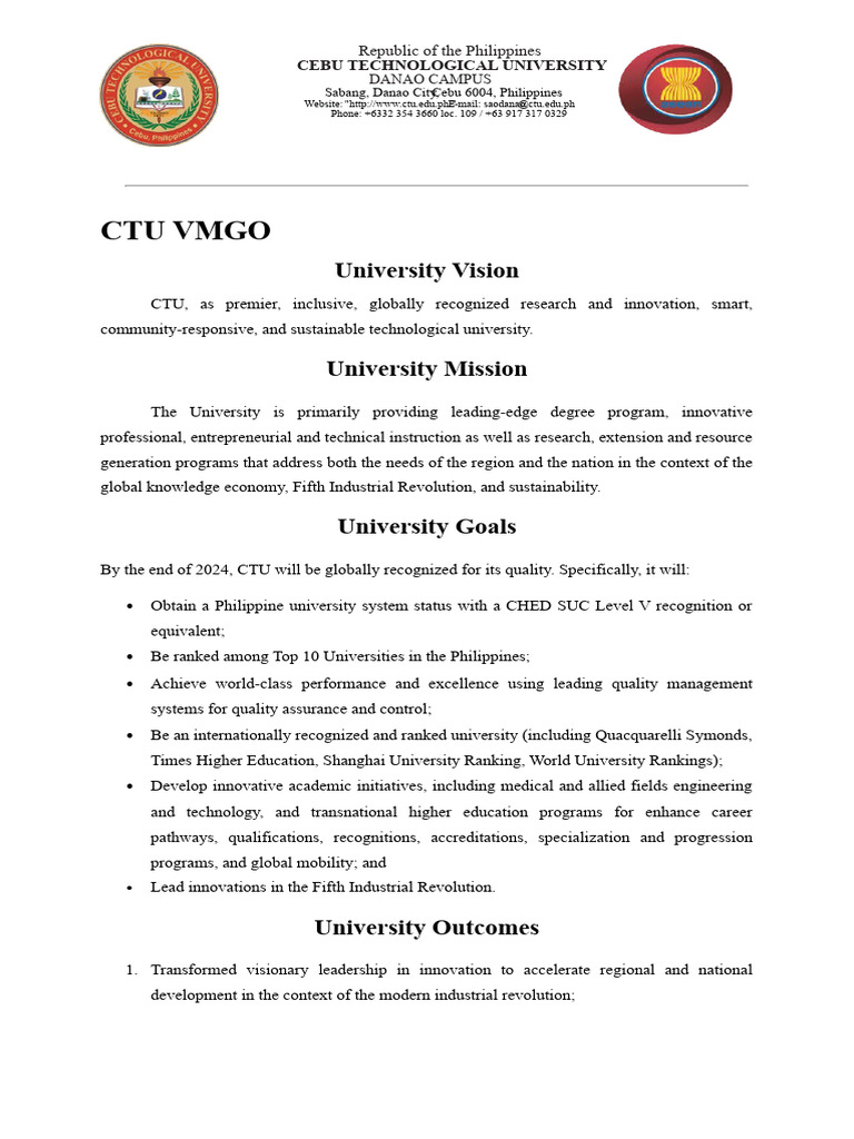 CTU's Vision for Global Excellence | PDF