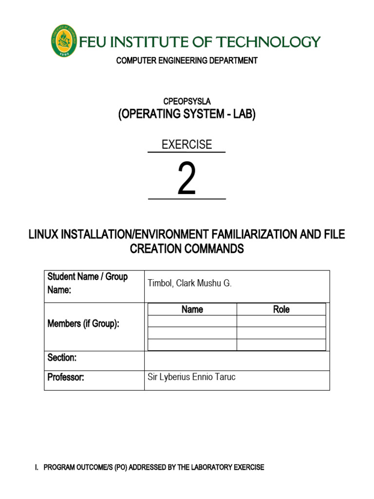 (F2-Formative) - Linux Installation, Environment Familiarization and File Creation Commands-1 ...