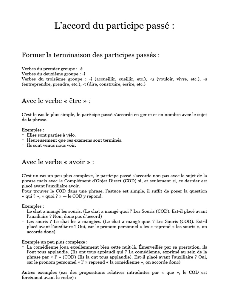 Le Participe Passé | PDF