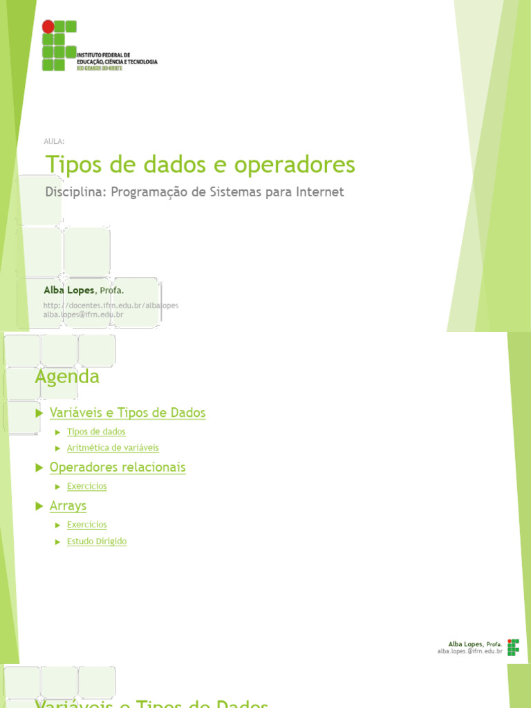 Aula 02 Tipos De Dados E Operadores Pdf