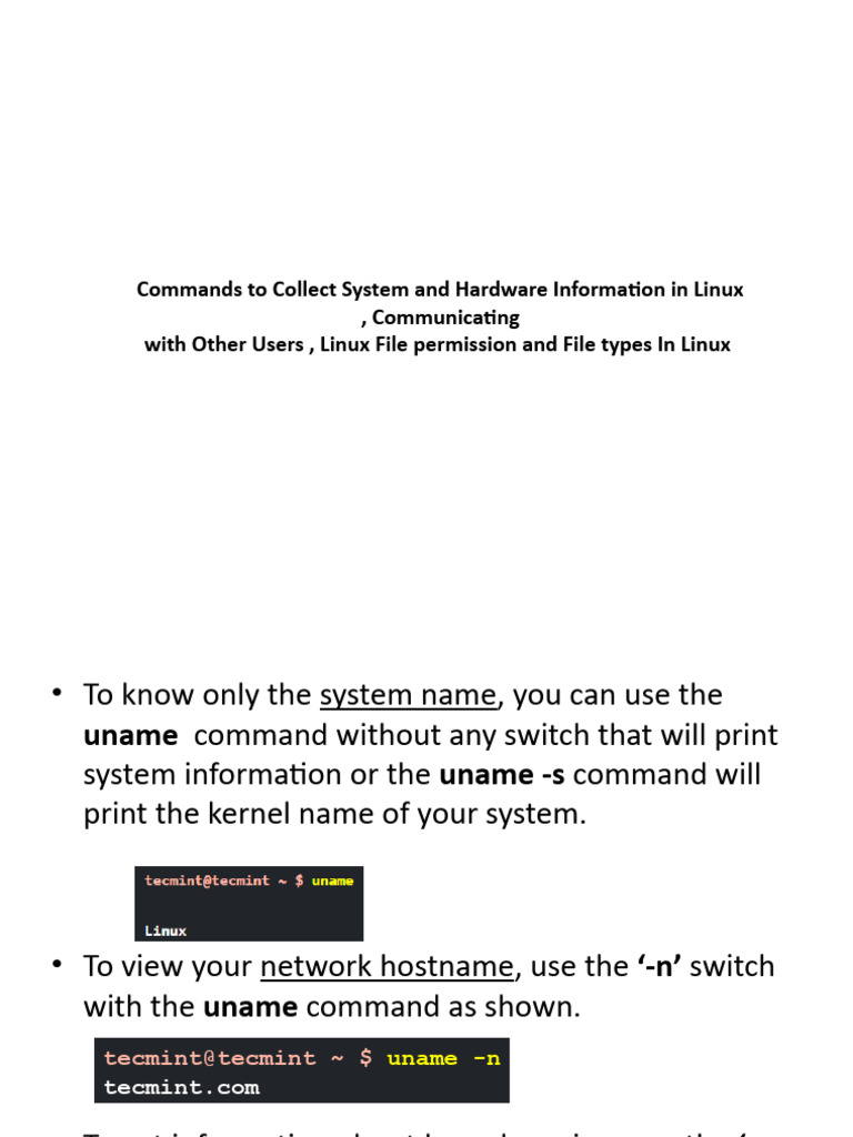Commands To Collect System And Hardware Information In 1 Pdf