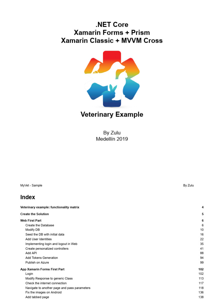 Veterinary .NET Core _ Xamarin Forms + Prism _ Xamarin Classic + MVVM Cross | PDF