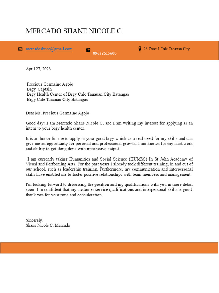 Application Letter for Abm | PDF