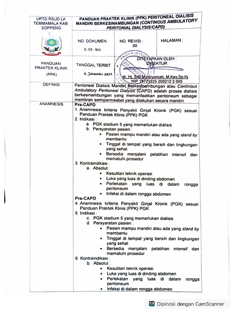 Panduan Praktik Klinik (PPK) CAPD | PDF
