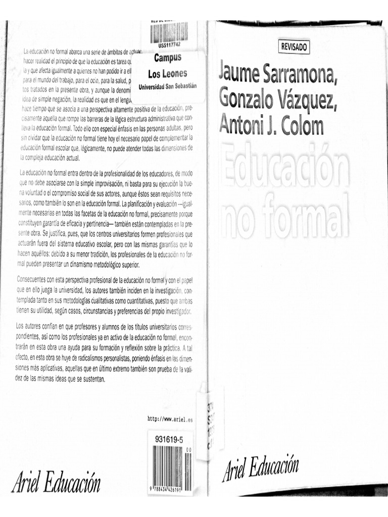 Vásquez, G. (1998) - La educación no formal y otros conceptos próximos ... Vásquez, G. (1998) - La educación no formal y otros conceptos próximos ...