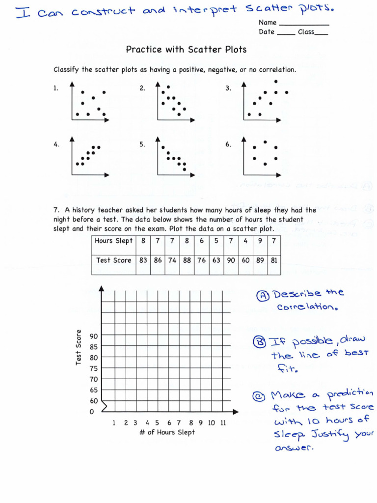 Scatter Plot Worksheet | PDF