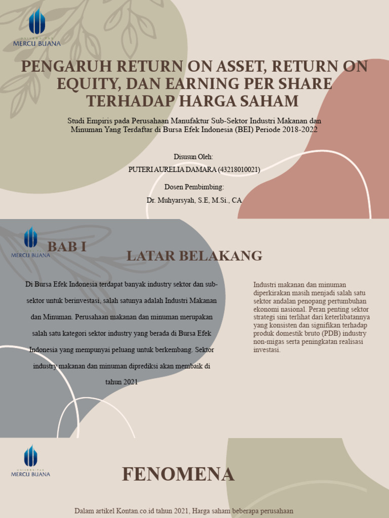 Pengaruh Return On Asset, Return On Equity | PDF