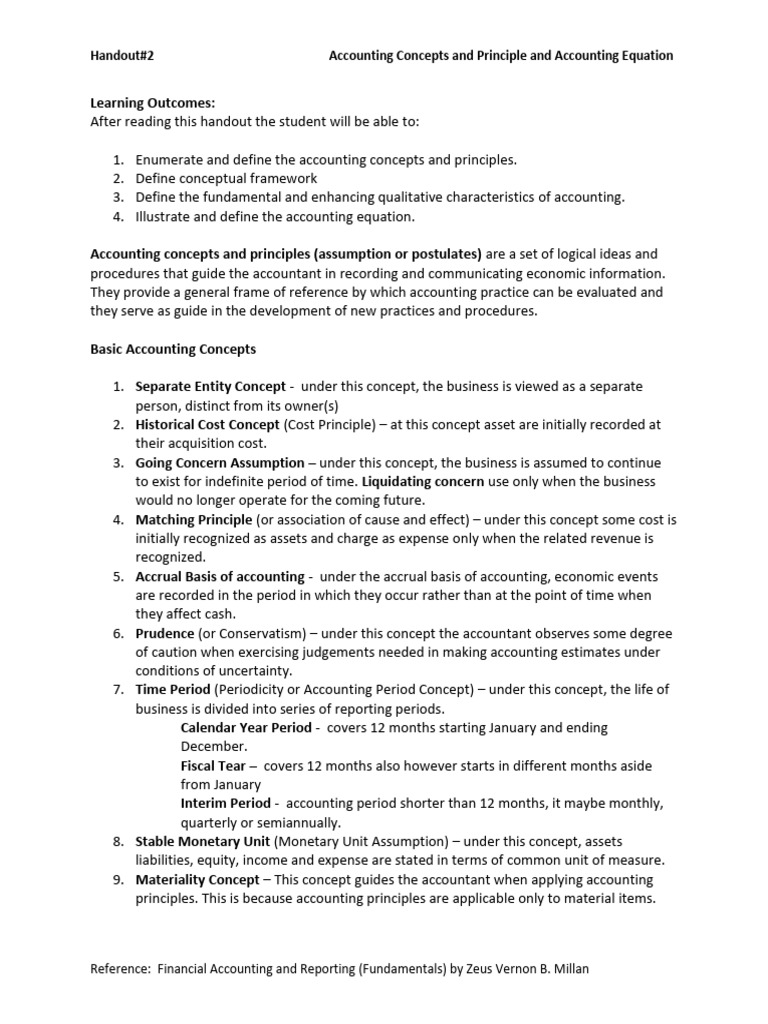 Accounting Concepts And Principles Explained Pdf Equity Finance