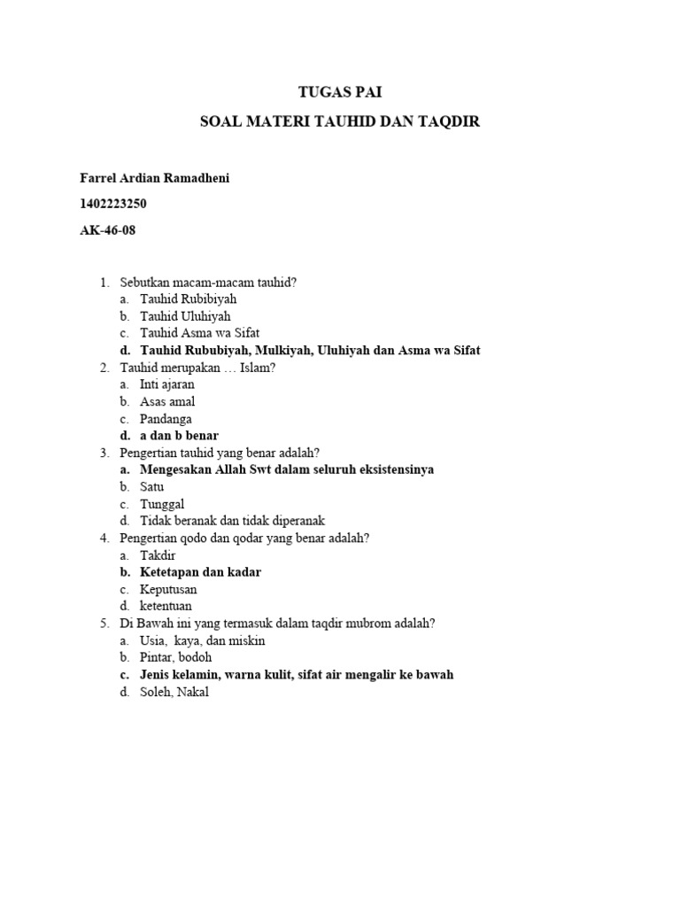 Materi Tauhid dan Takdir dalam Islam | PDF