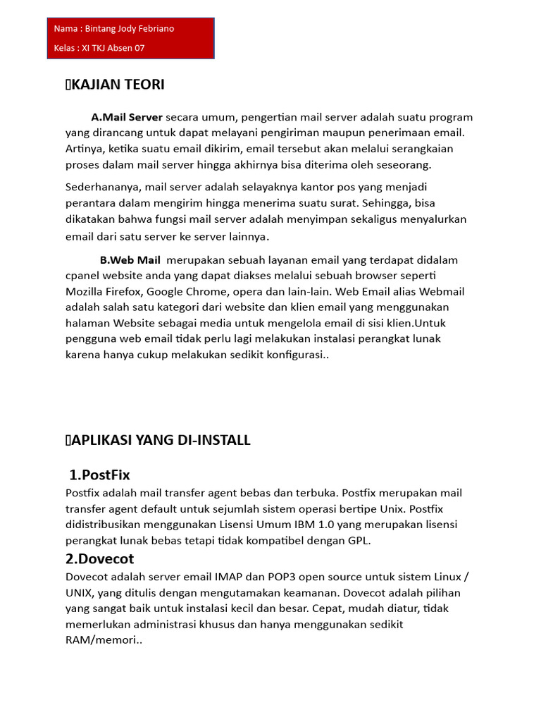 Jody Laporan Webmail Dan Mail Server | PDF
