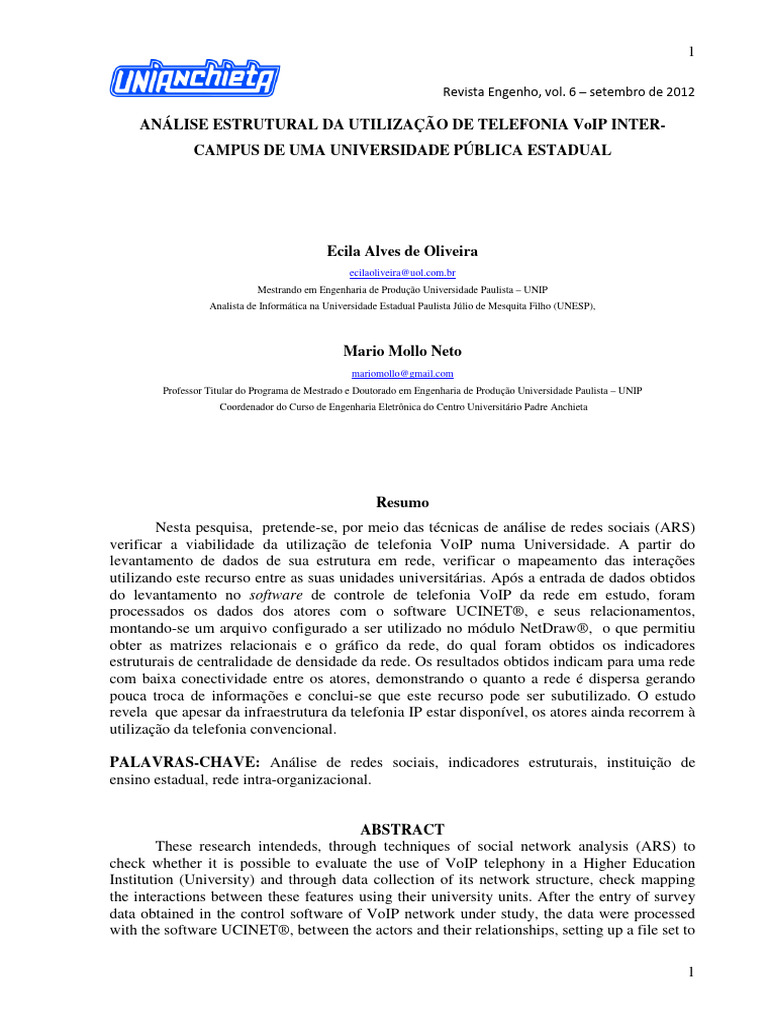 Rede Voip | PDF | Rede de computadores | Voz sobre IP (VoIP)