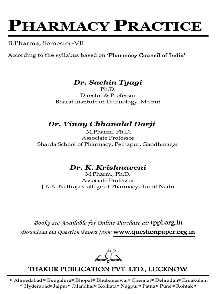 PHARMACY PRACTICE Thakur | PDF | Pharmacy | Hospital