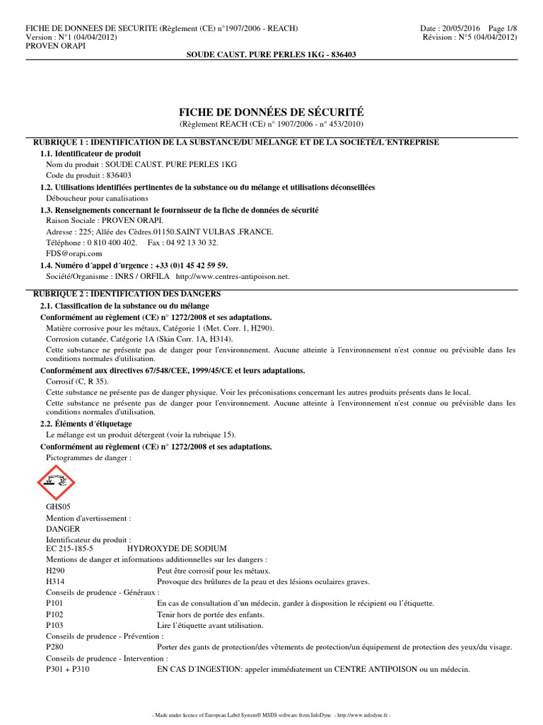FDS Soude Caustique | PDF