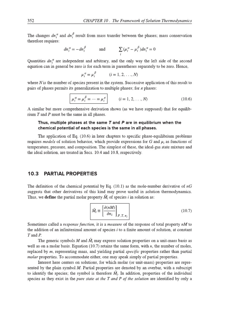Partial Properties and Gibbs Duhem Equation With Binary Mixture Partial ...