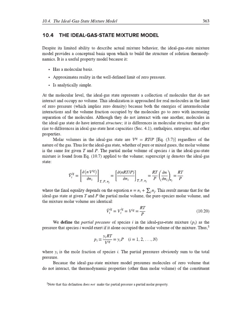 Ideal Gas Mixture Model and Fugacity Fugacity Coefficient | PDF