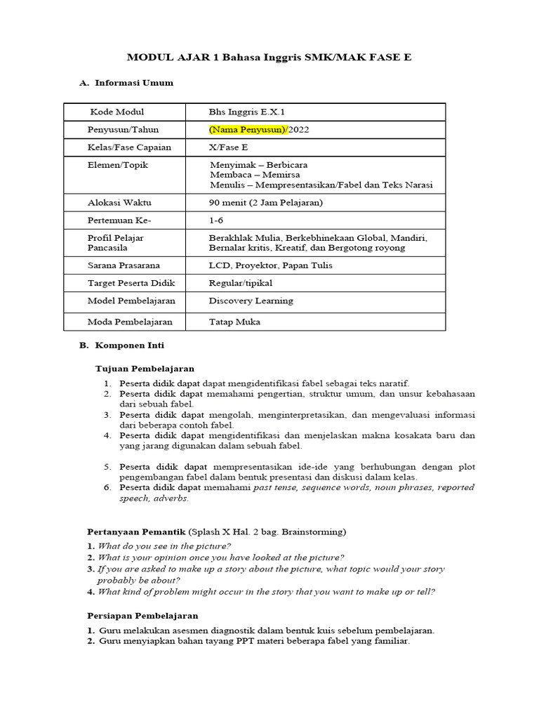 Modul Ajar English SMK-X Unit 1 | PDF