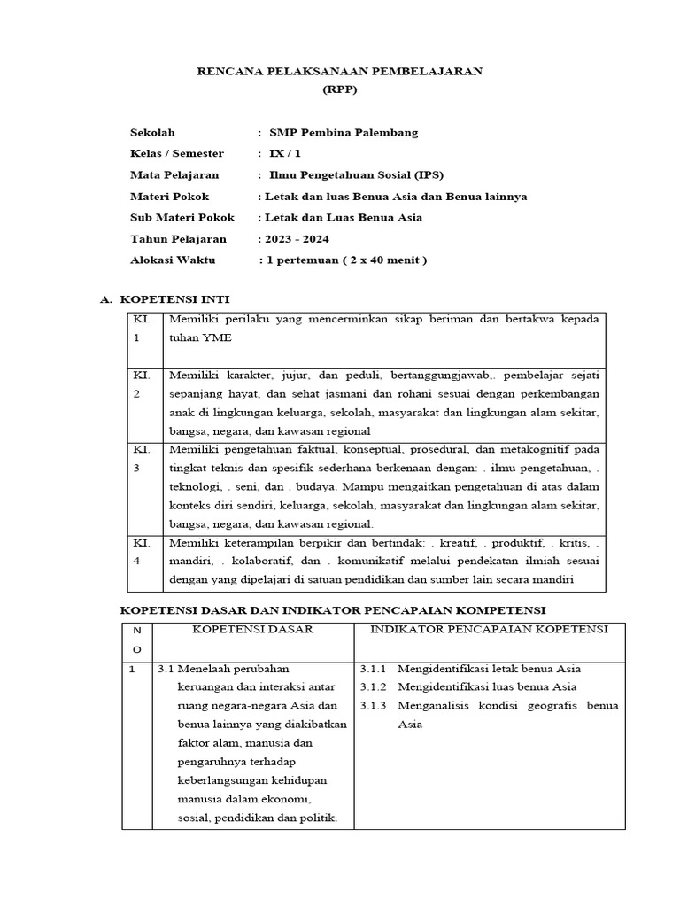 RPP Kelas IX PPG | PDF
