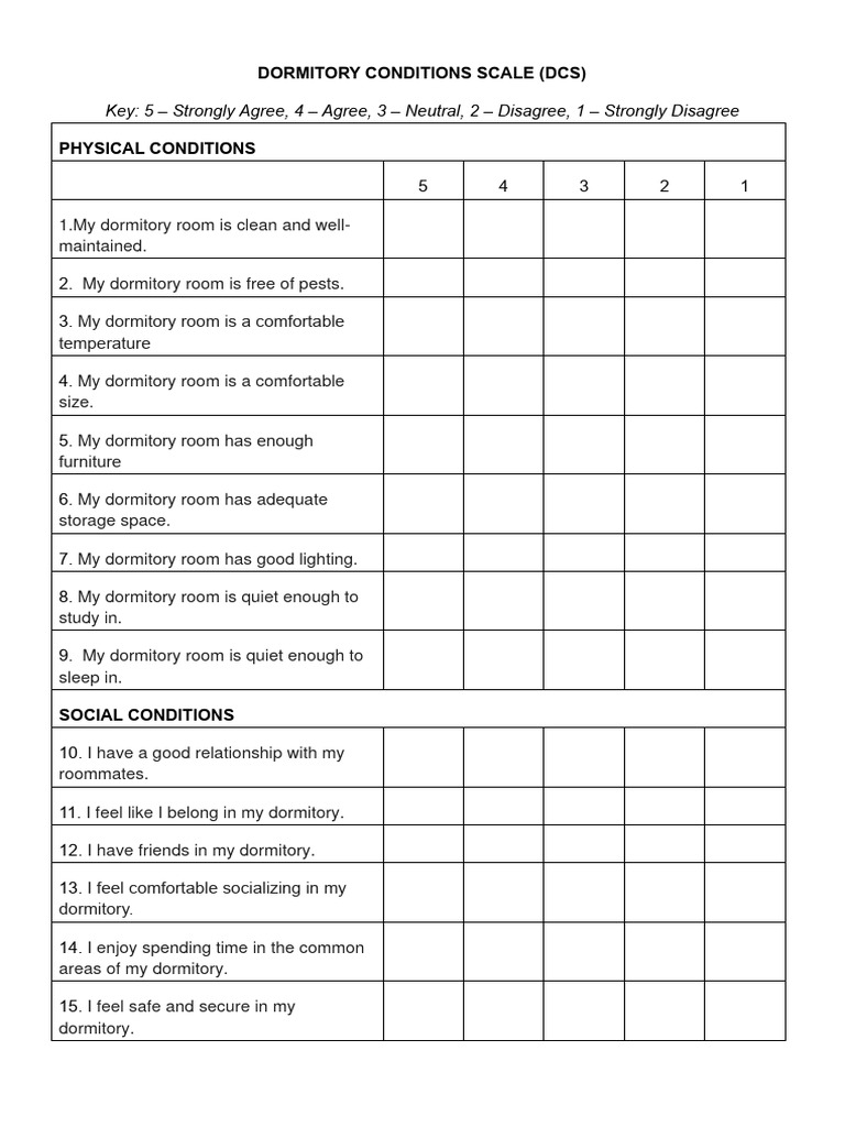 Dormitory Conditions Scale | PDF