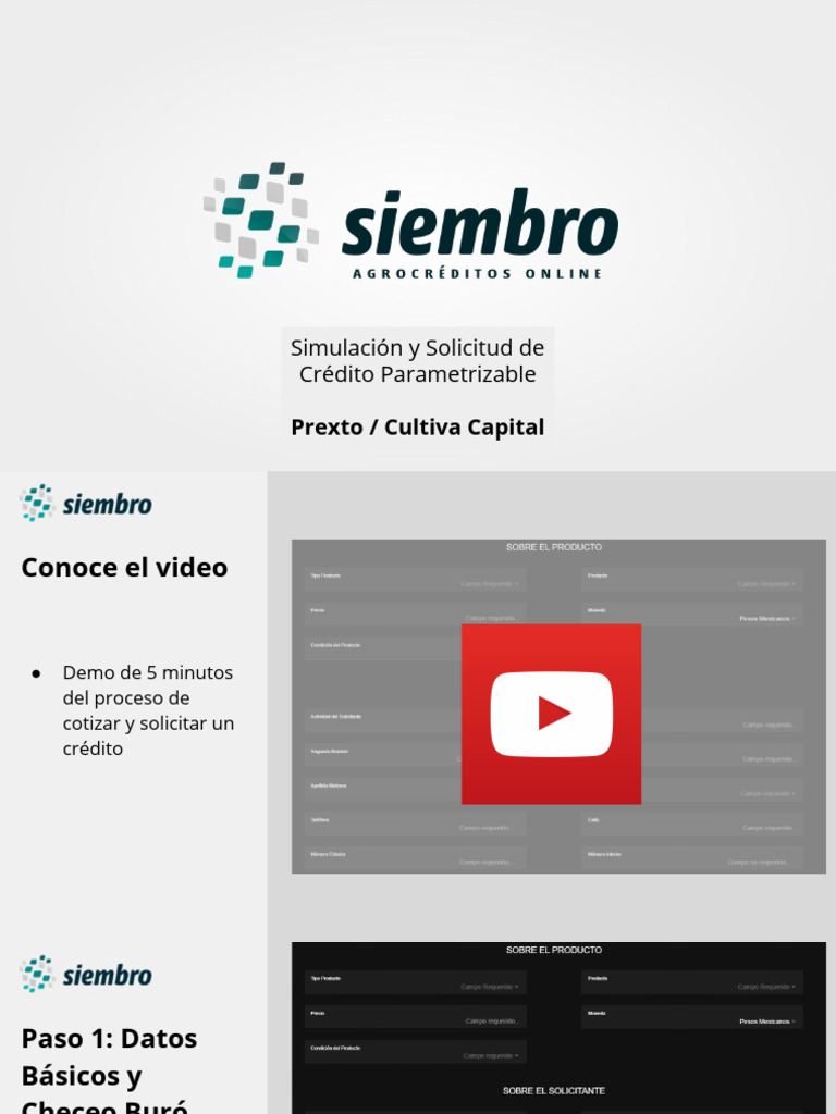 Siembro - Simulación y Solicitud de Crédito Parametrizable | PDF ...