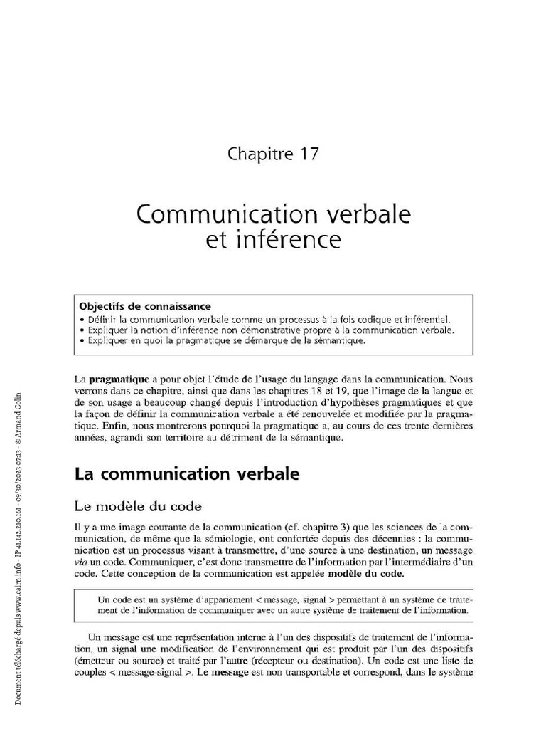 Communication Verbale Et Inférence | PDF