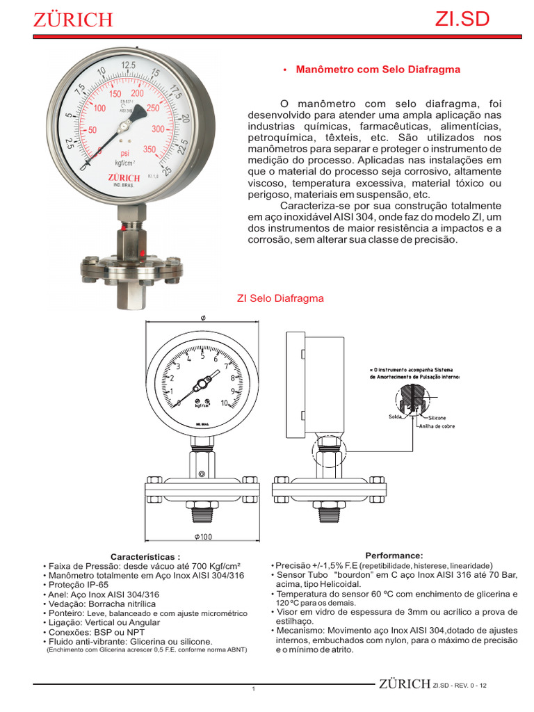 Catalogo Manometro | PDF | Corrosão | Medição de pressão