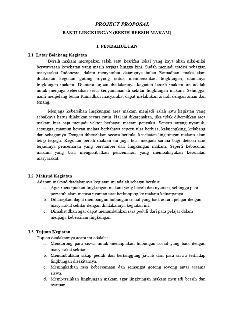 Contoh Proposal Kegiatan Bersih Makam | PDF