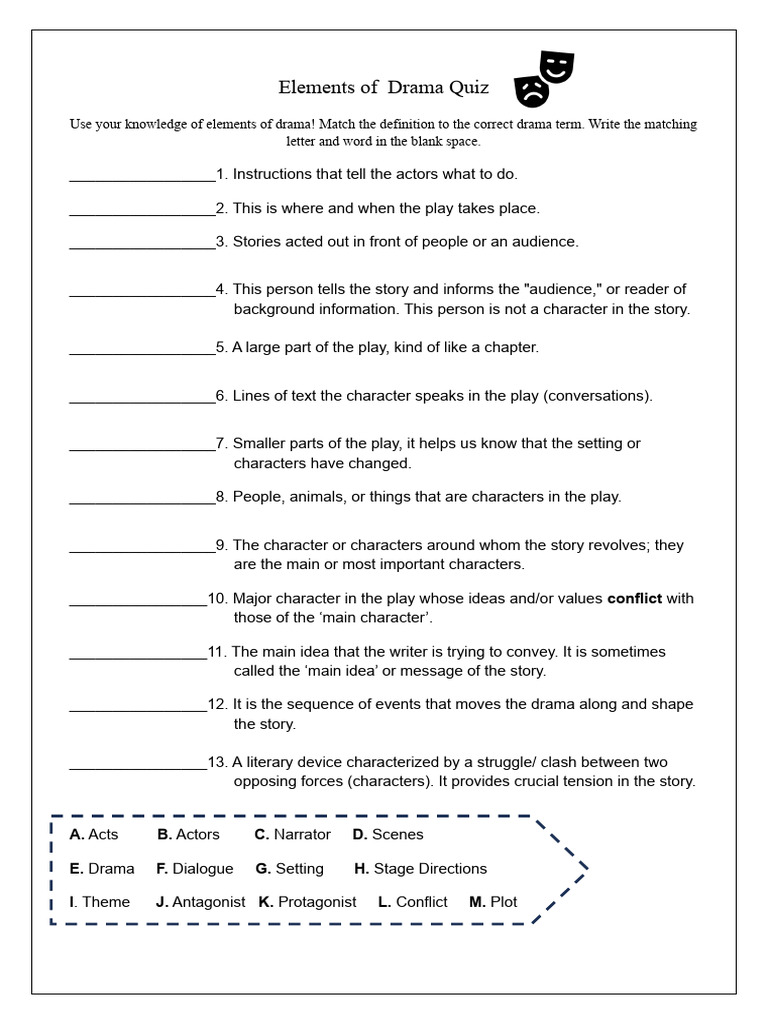 Elements of Drama Quiz | PDF