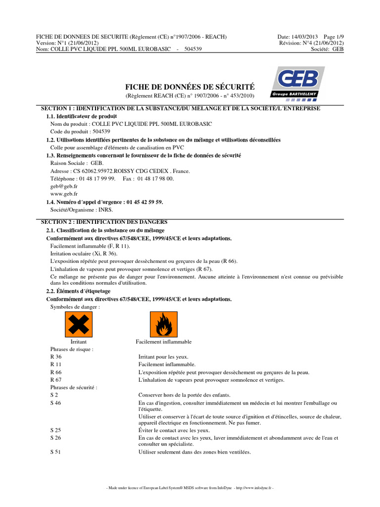 N° 7 FDS Colle PVC | PDF