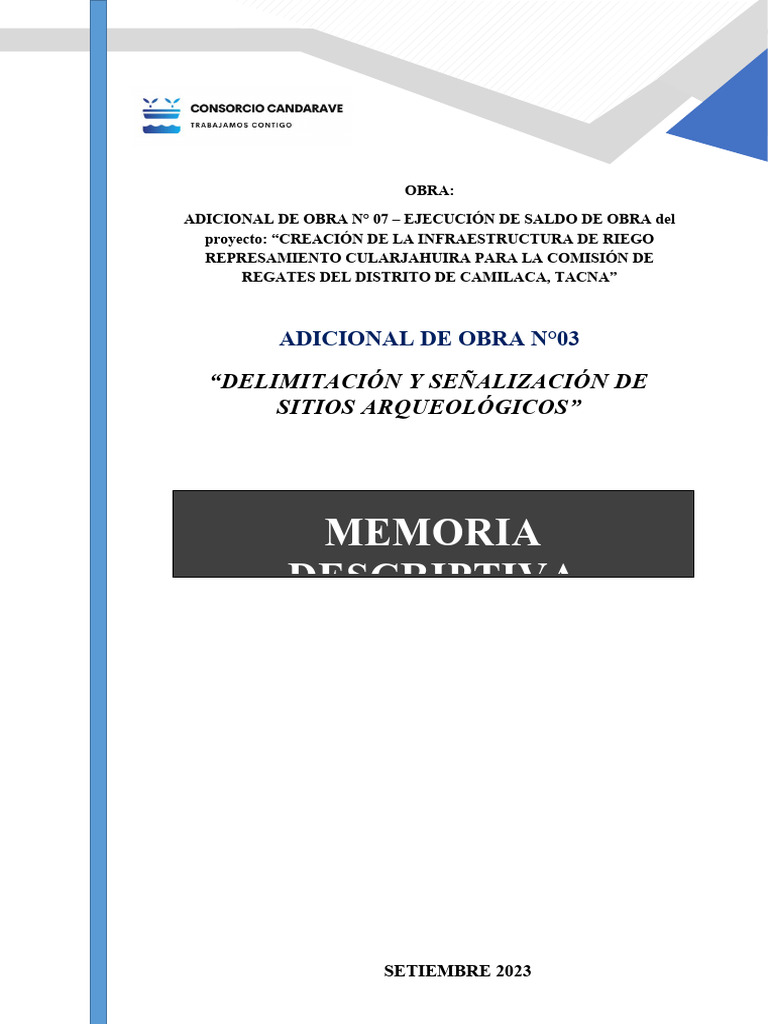 Memoria Descriptiva Adicional de Obra N°03 | PDF | Presupuesto