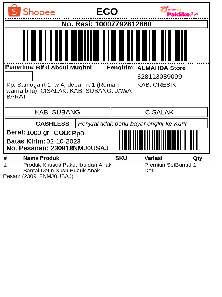 Label Pengiriman-409 | PDF