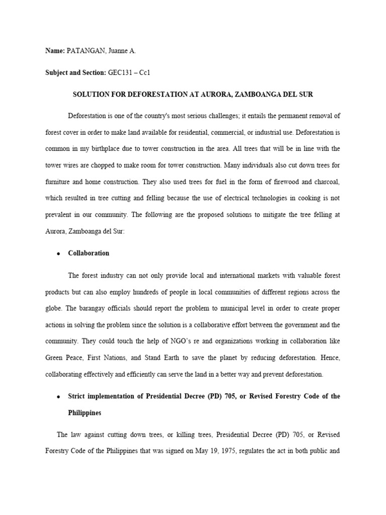 Solution For Deforestation at Aurora | PDF | Trees