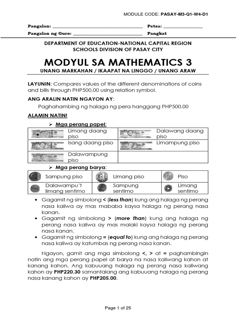 4 Grade 3-Math-Q1-W4 | PDF