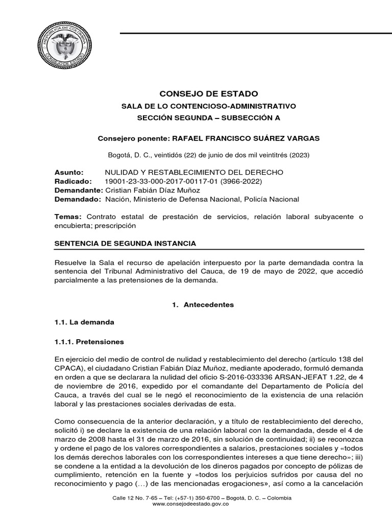 Consejo de Estado: Bogotá, D. C., Veintidós (22) de Junio de Dos Mil ...