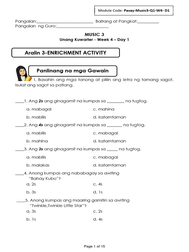 7 Grade 3-MAPEH-Q1-W4 | PDF