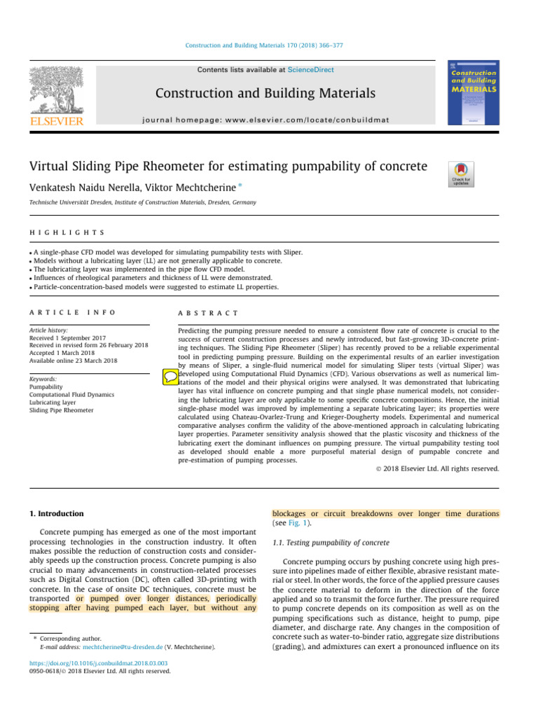 Virtual Rheometer for Concrete Pumpability | PDF