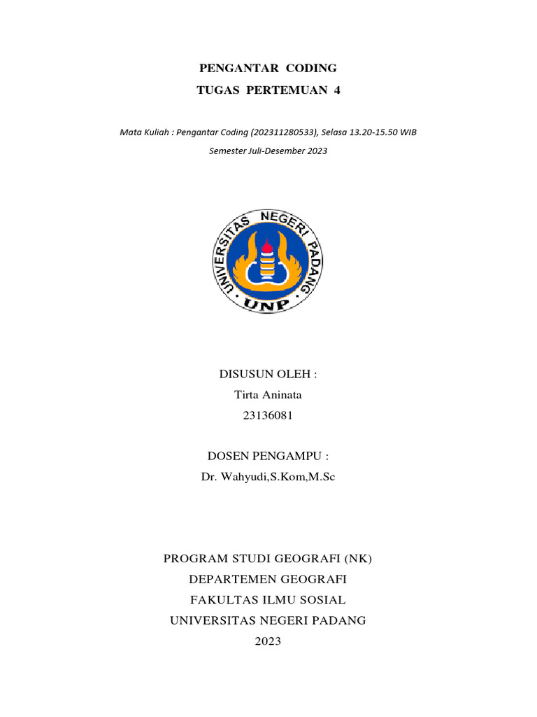 Tugas Pengantar Coding TP4 | PDF