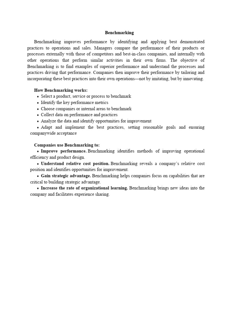 Benchmarking Eng. | PDF