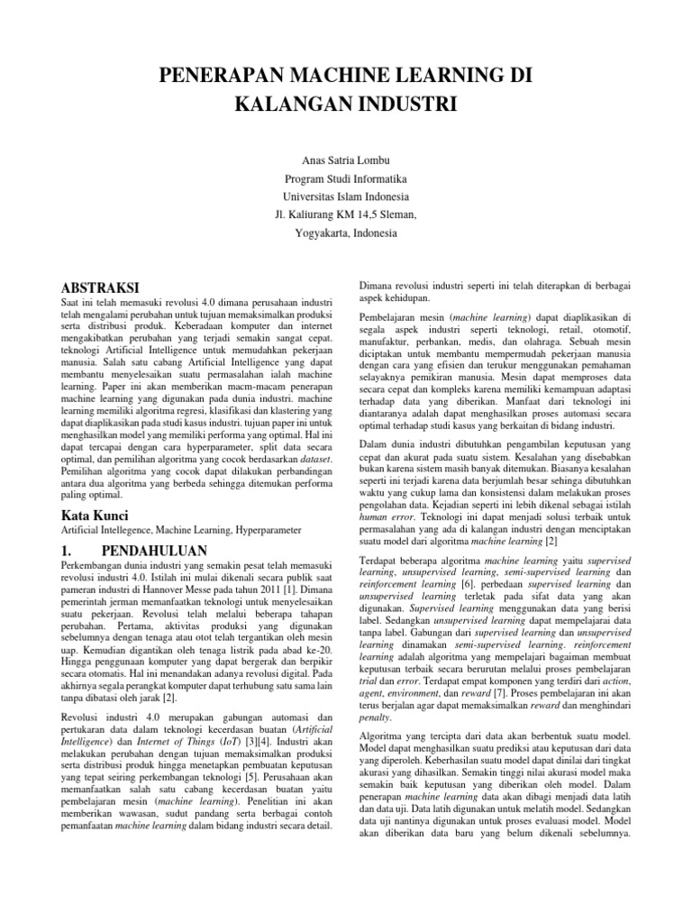 Penerapan Machine Learning Di Industri | PDF
