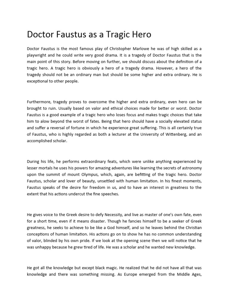 Doctor Faustus: A Tragic Hero Analysis | PDF